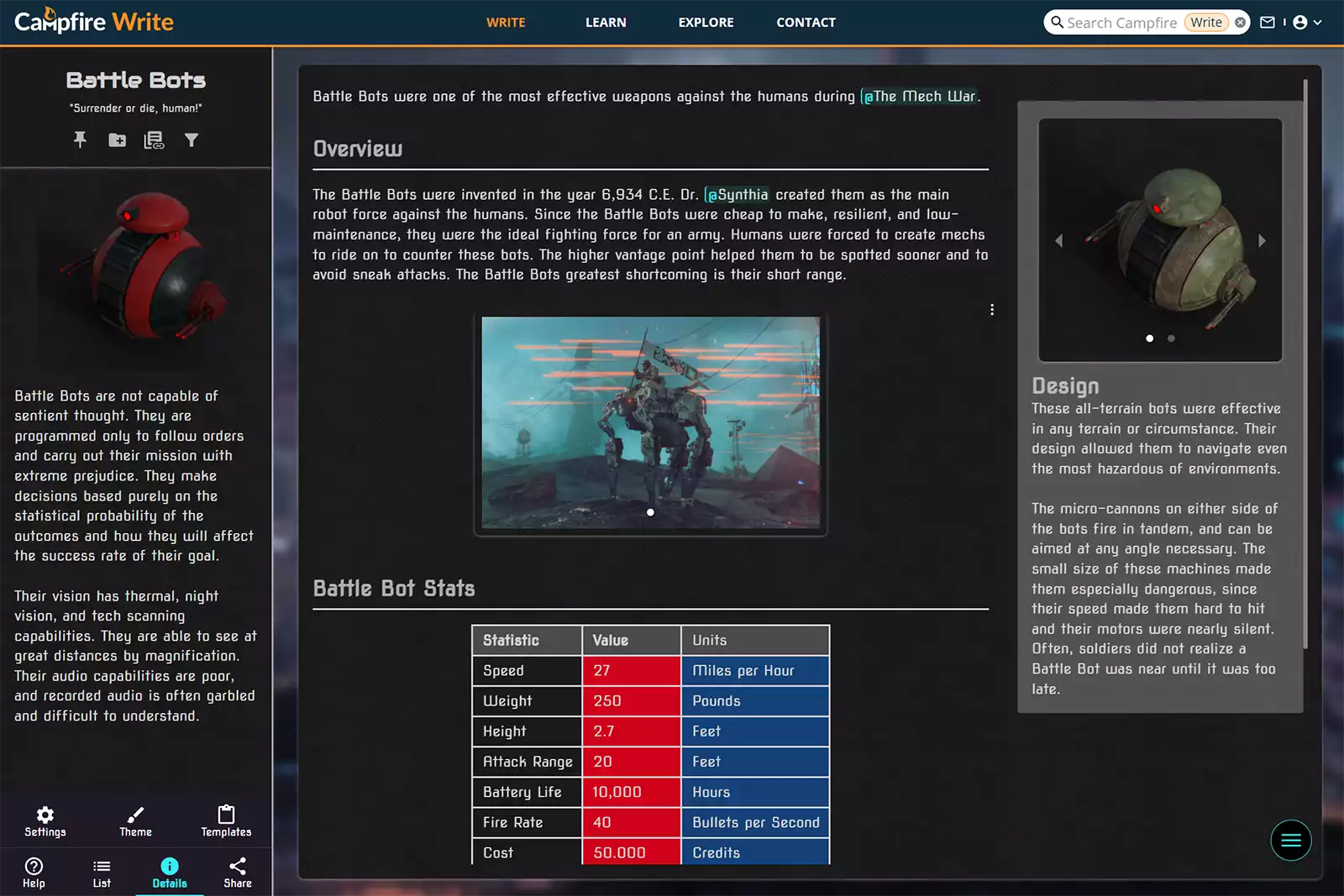 Campfire - Writing Software for Science Fiction Authors