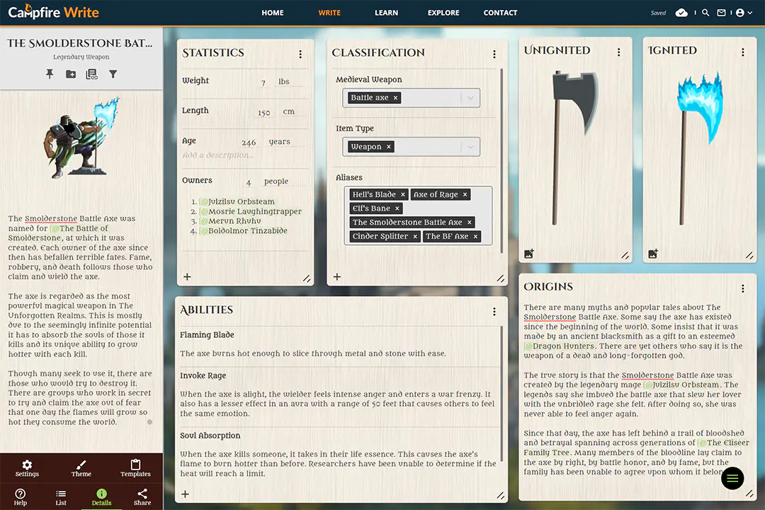 Campfire - Writing Software for Fantasy Authors